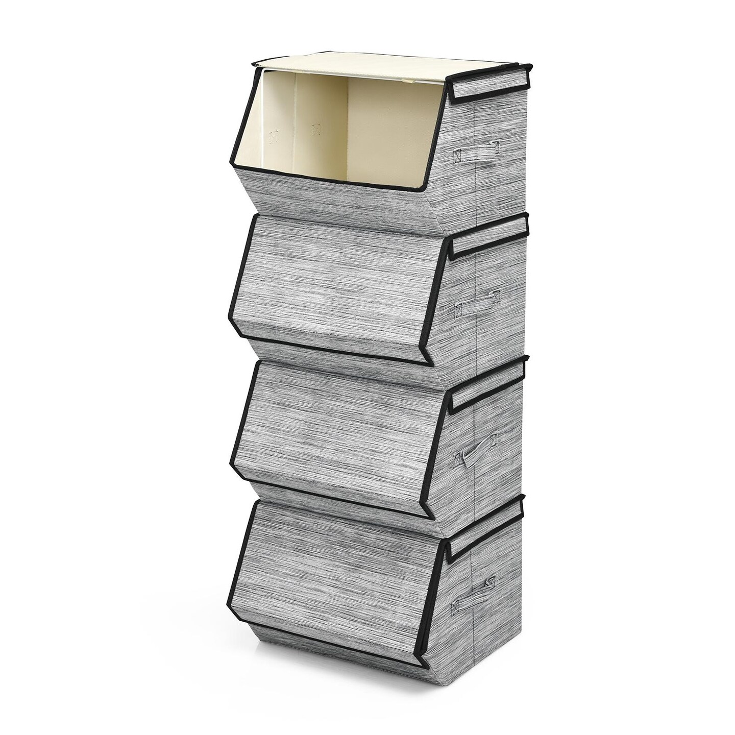 Set of 4 Storage Bins Stackable Cubes with Lid, Color: Black | Michaels