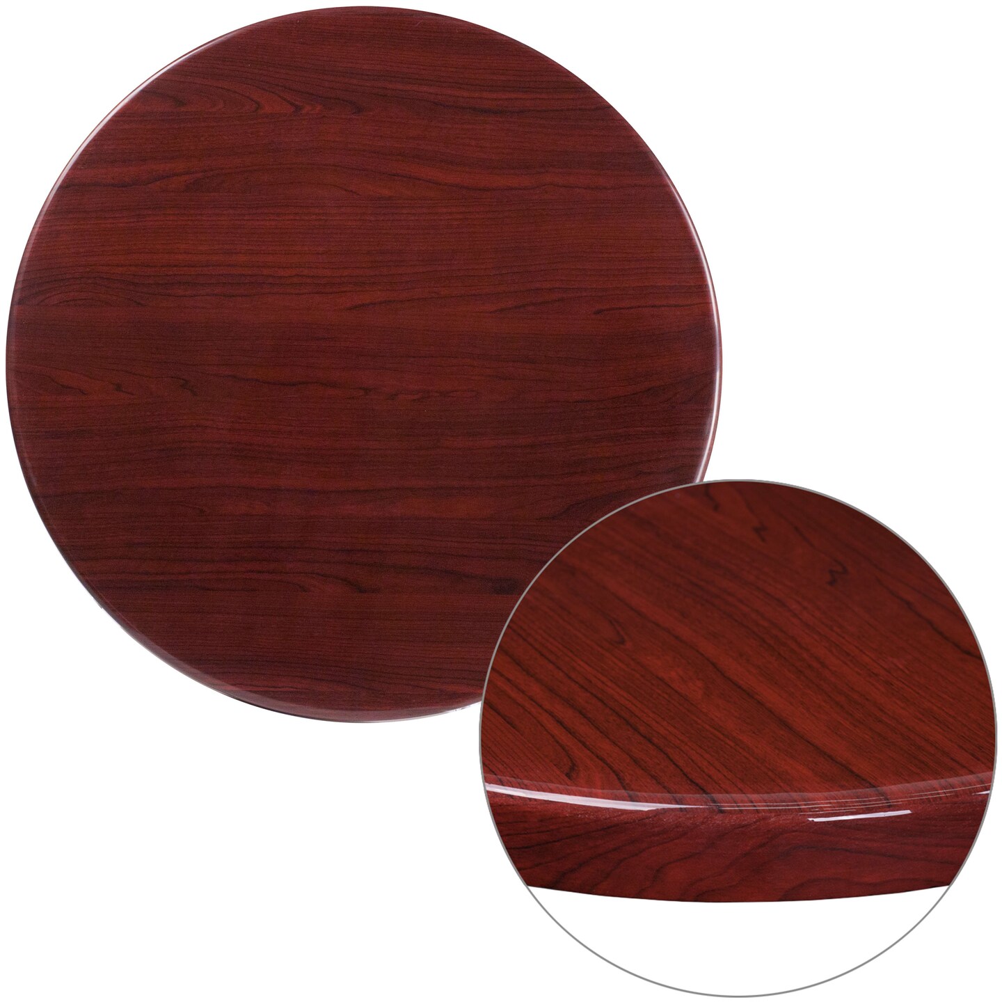 Emma and Oliver 30" Round High-Gloss Resin Table Top with 2" Thick Drop ...