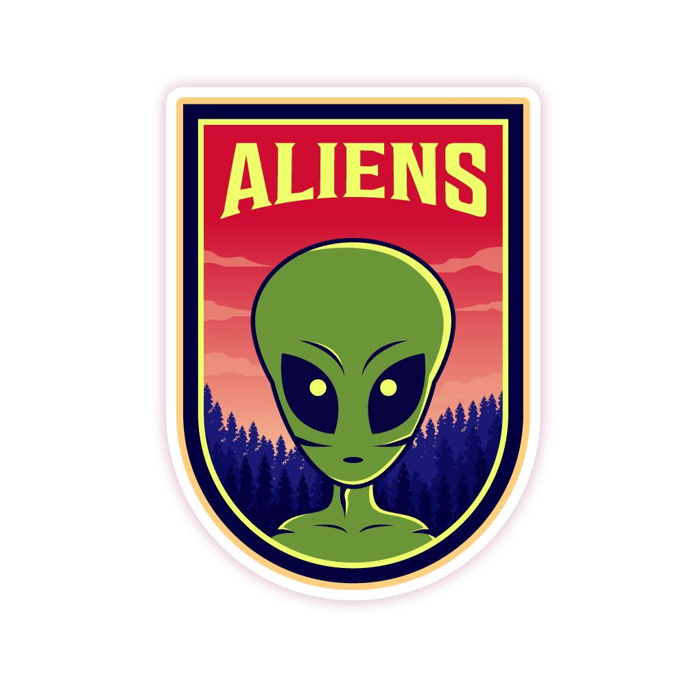 Aliens Badge Die Cut Sticker | MakerPlace by Michaels