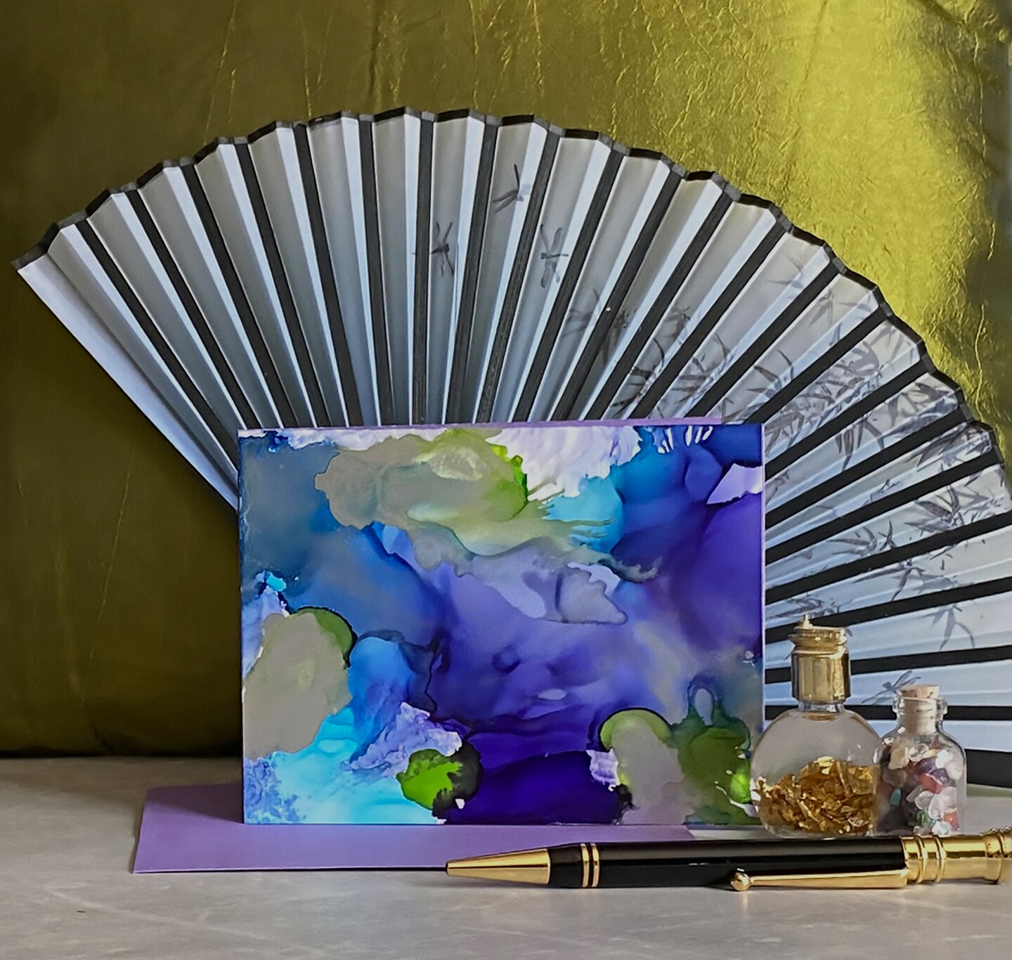 Alcohol Ink Notecard, One of a Kind, Handmade Greeting Card, Original ...