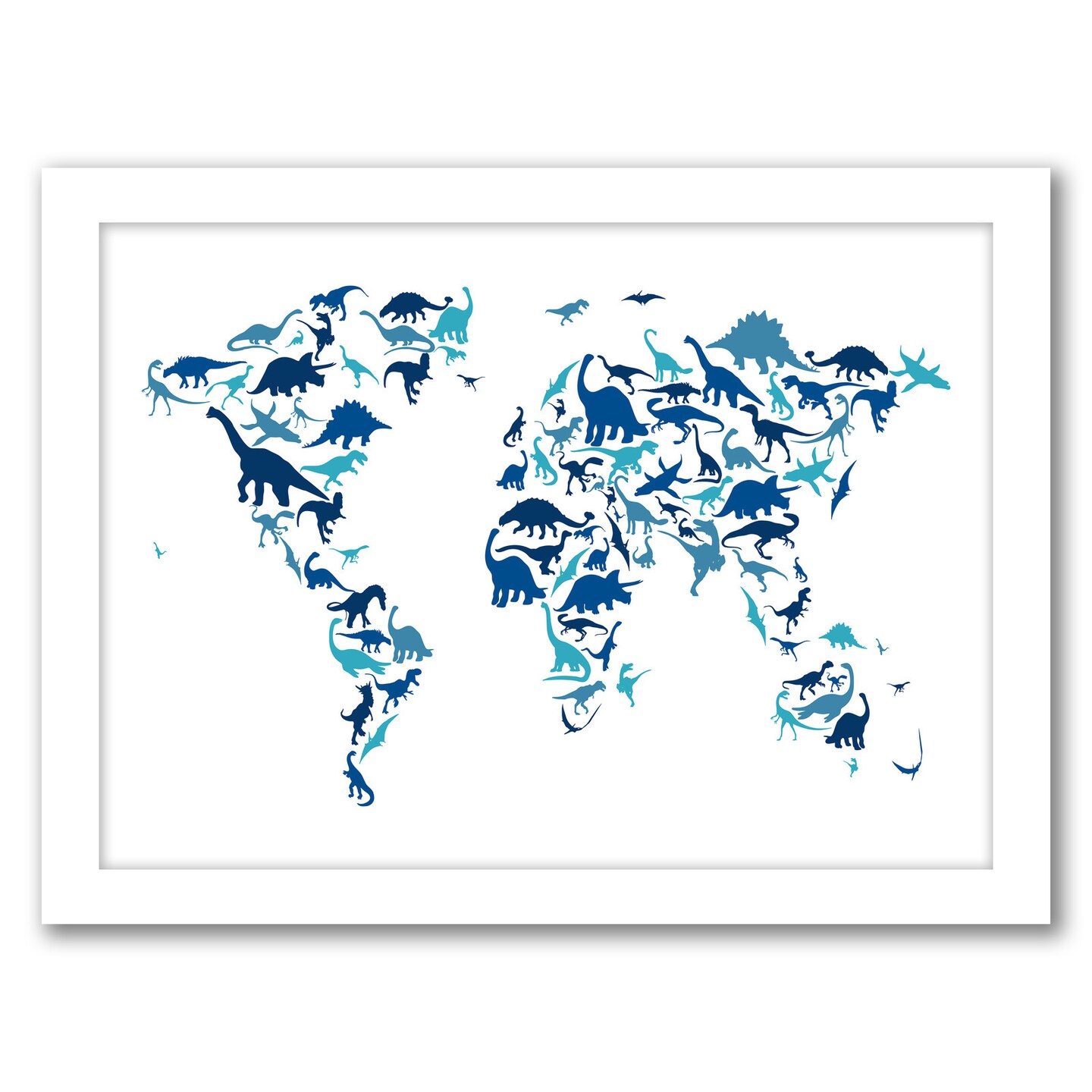 Dinosaur Map Of The World Map by Michael Tompsett Frame - Americanflat ...
