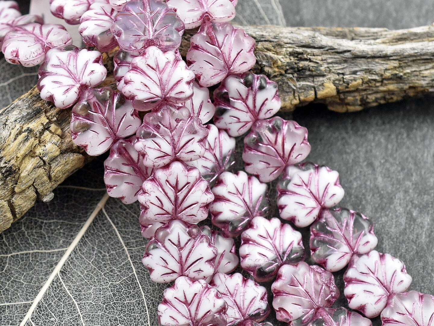 *12* 13x11mm Pink Washed White Crystal Maple Leaf Beads | Michaels