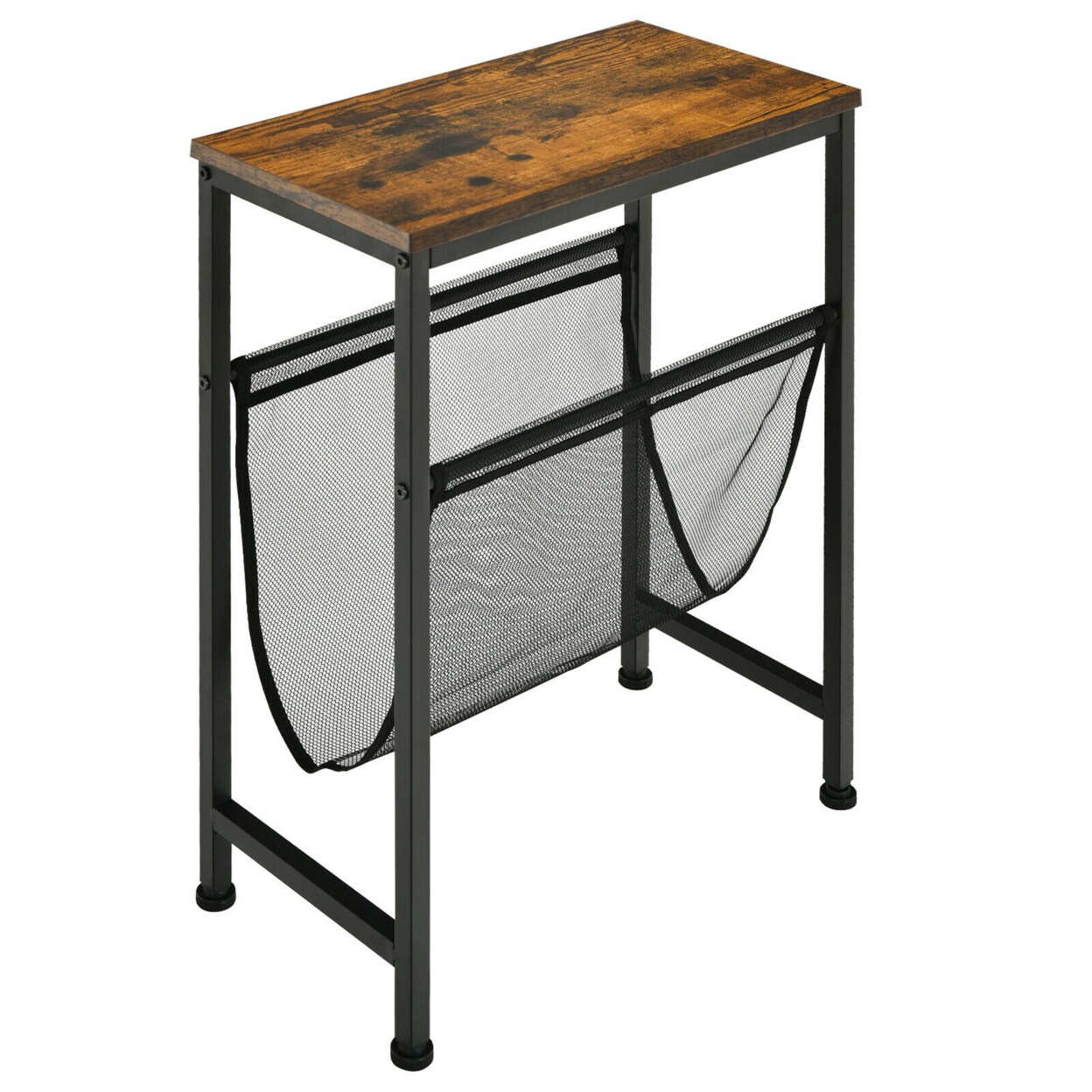 Narrow End Table Magazine Holder Sling Industrial Accent Console Table ...