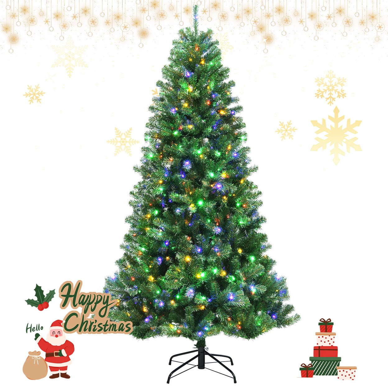 6 7 8 Ft Pre Lit Artificial Christmas Tree Hinged Xmas Tree W 9 Lighting Modes Michaels