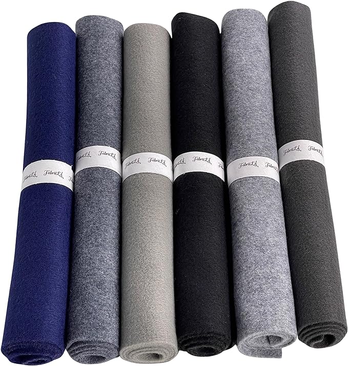 FabricLA Craft Felt Rolls 6 Pieces - 12" X 18" Inches Assorted Color ...