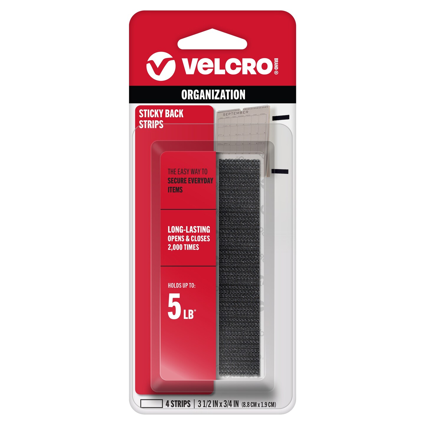 VELCRO(R) Brand Sticky Back Tape .75"X3.5" 4/Pkg-Black, Count: 1 | Michaels