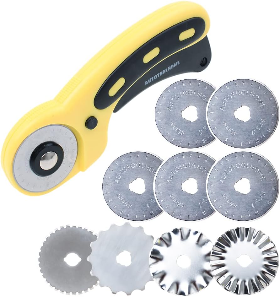 45mm Rotary Cutter Set with 9 Pack Replacement Rotary Blades Skip ...
