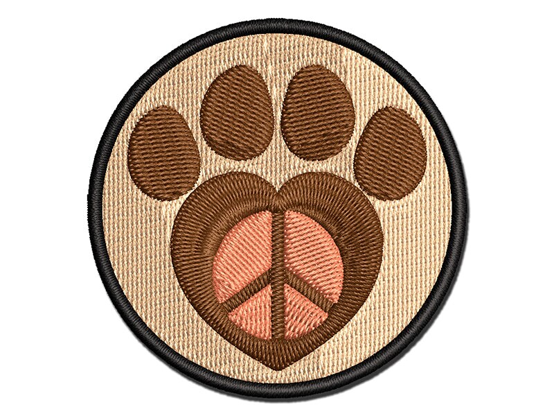 Paw Print Dog Cat Heart Peace Sign Multi-Color Embroidered Iron-On or ...