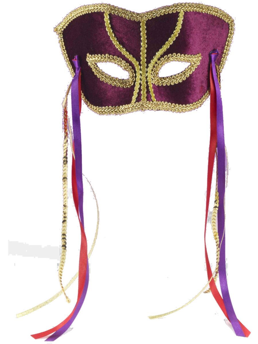 Deluxe Costume Unisex Red Burgundy And Gold Lace Venetian Carnival Mask ...