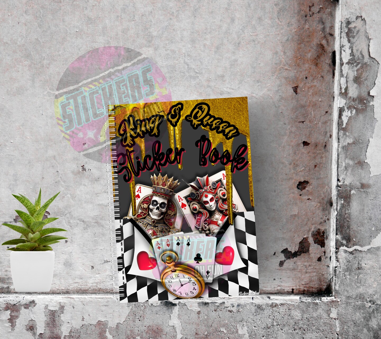 Reusable Sticker Book: King Queen Skull 24 Pages, Perfect Sticker ...