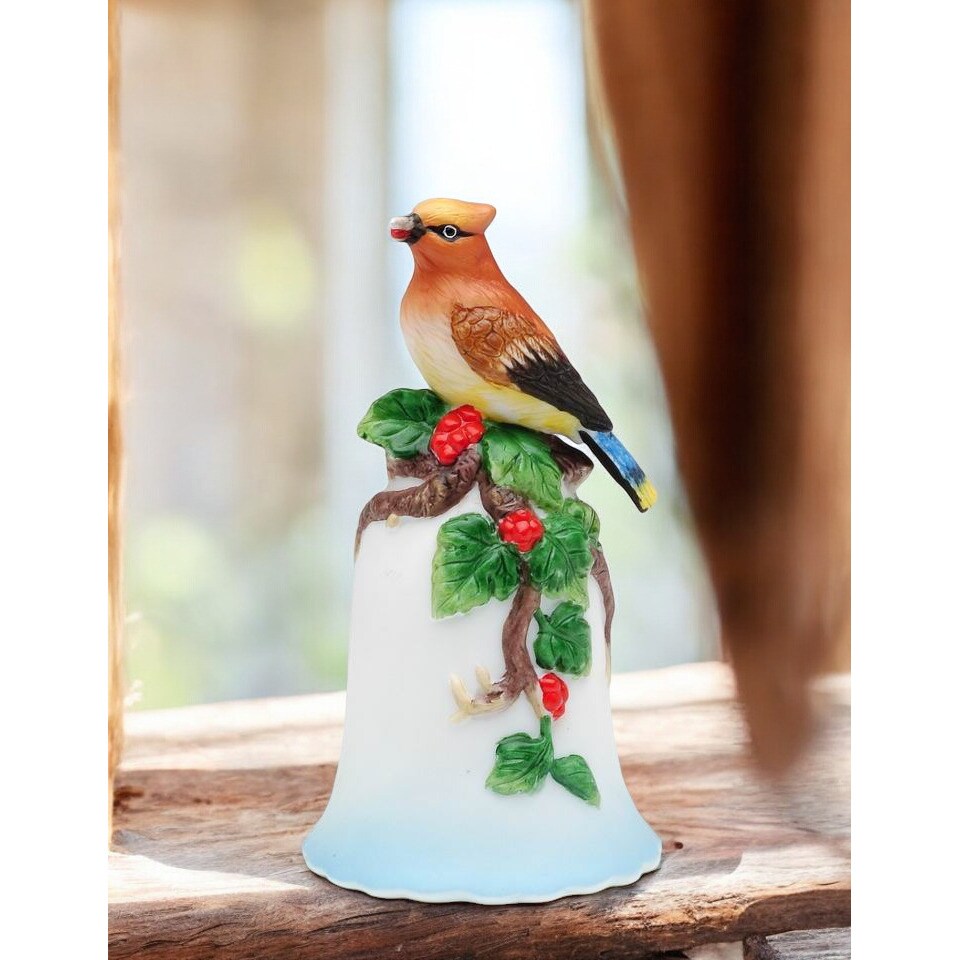 Ceramic Mini Cedar Waxing Bird Bell 4-Inch Gift For Birdwatchers | Michaels