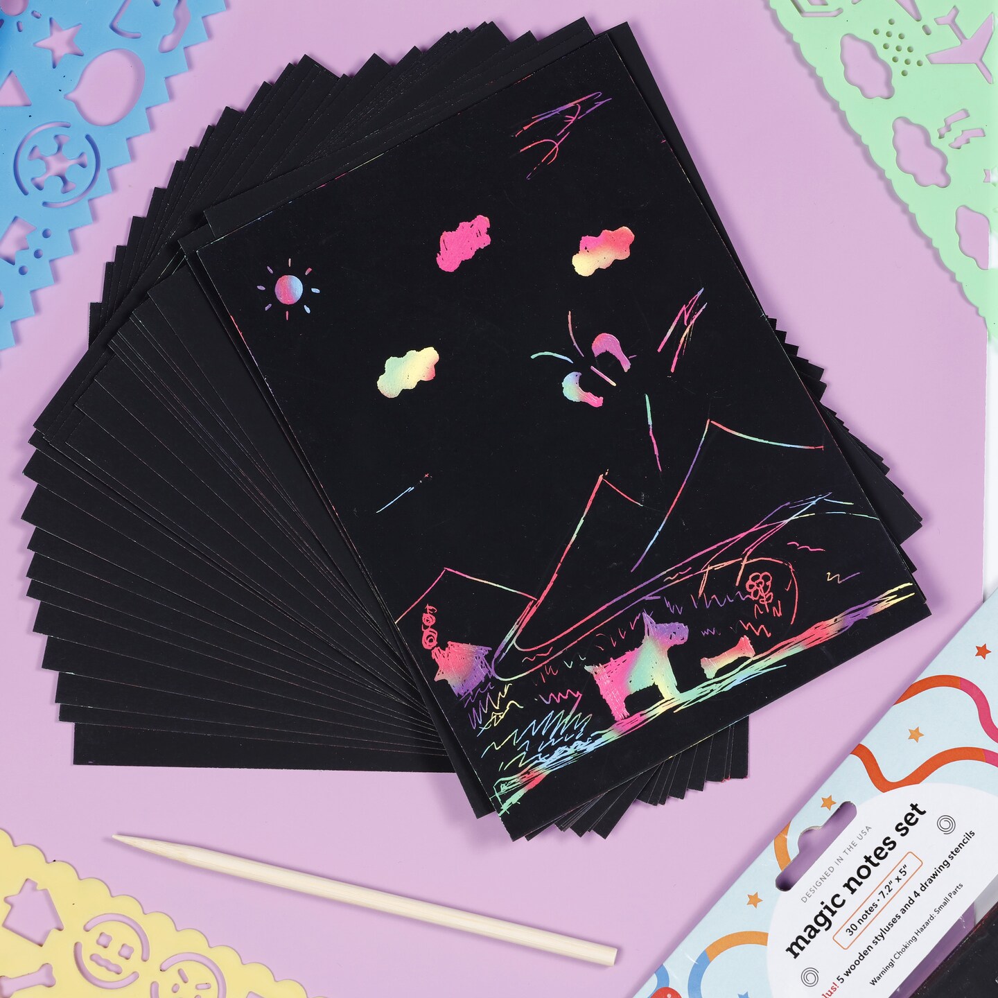 Incraftables Rainbow Scratch Paper Set. Magic Notes Kit with 30pcs ...