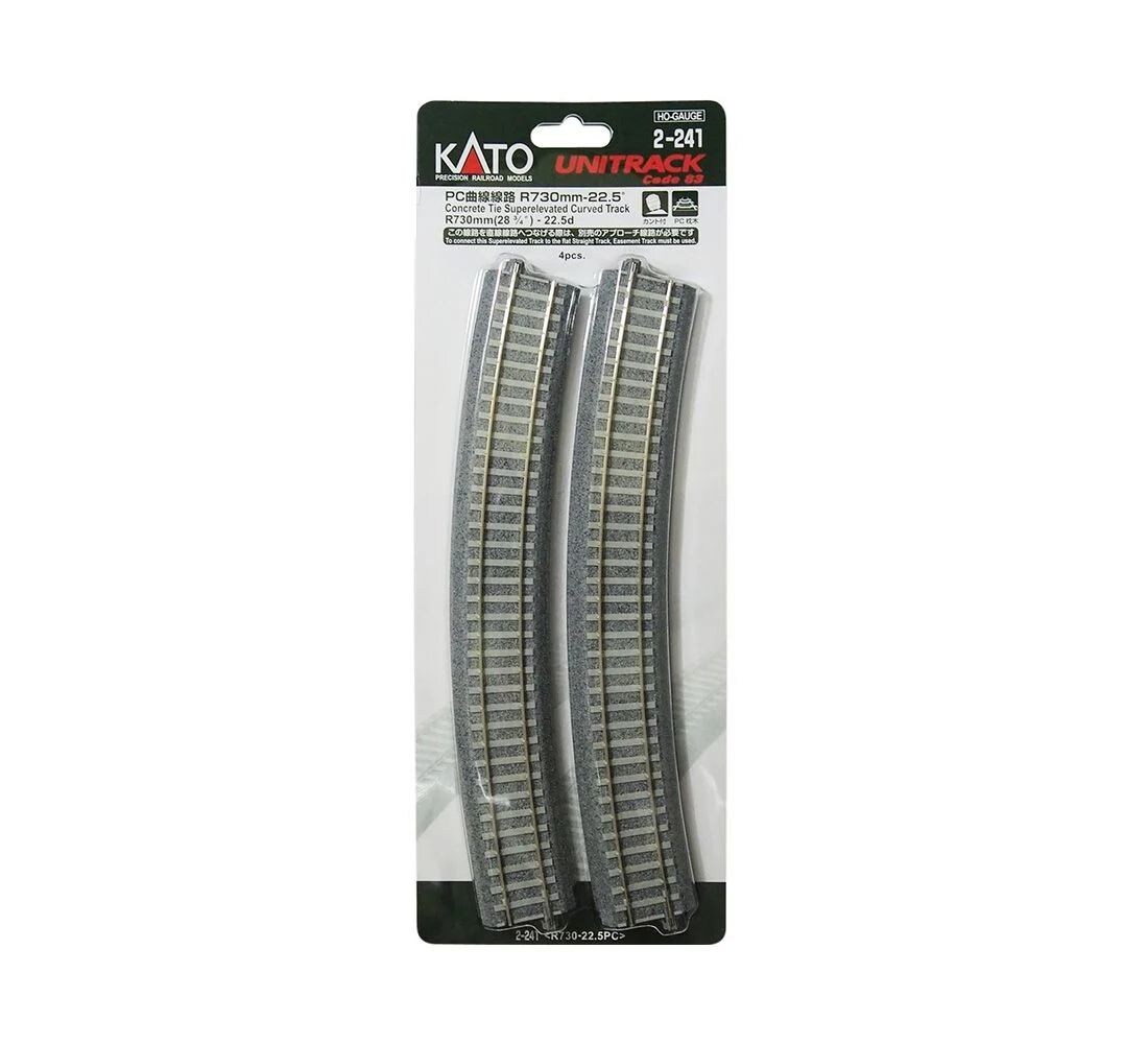 Kato HO-Scale 730mm (28 3/4") Radius 22.5º CT Superelevated Curve Track [4 pcs] Train Track ...