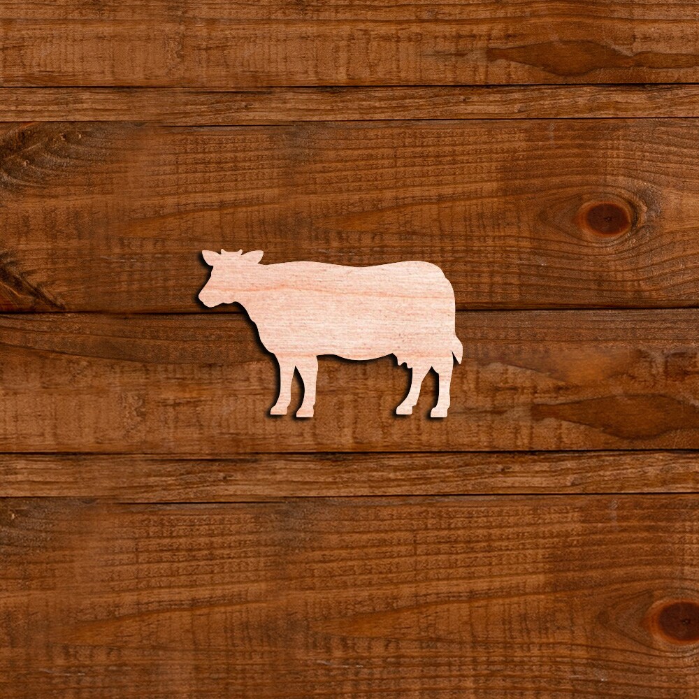 5 in. Unfinished Laser Cut Wooden Cow | Michaels