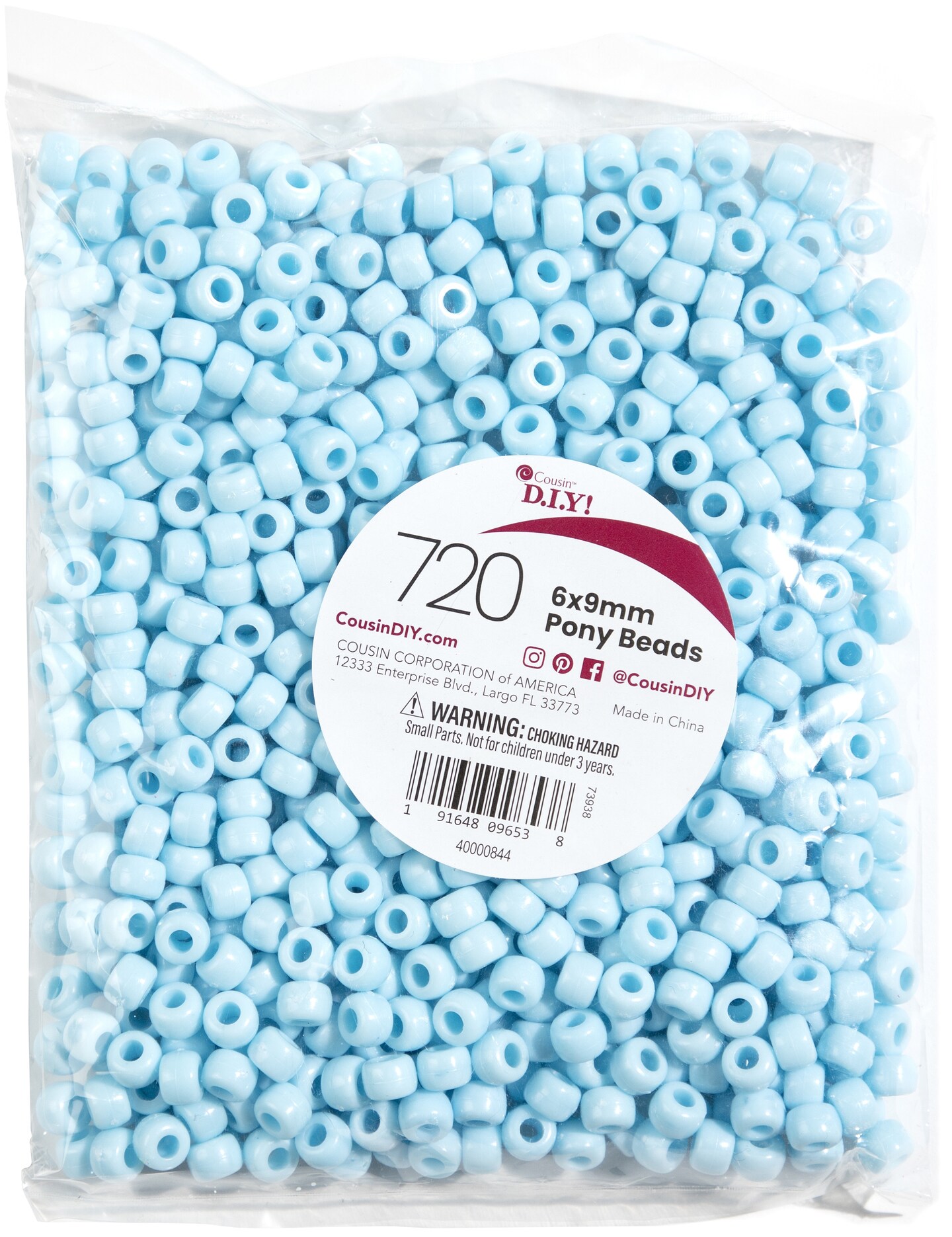 Cousindiy Pony Beads 6Mmx9mm 720/Pkg-Opaque Ligth Blue | Michaels