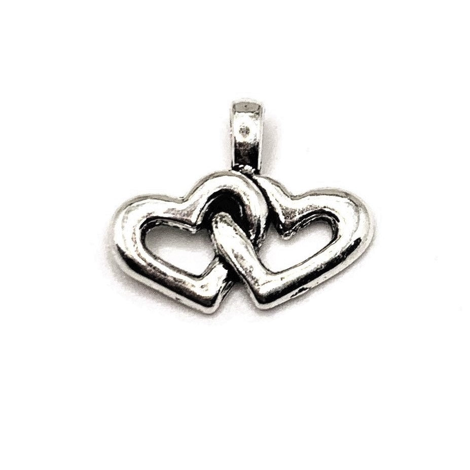 4, 20 or 50 Pieces: Silver Double Heart Charms | Michaels