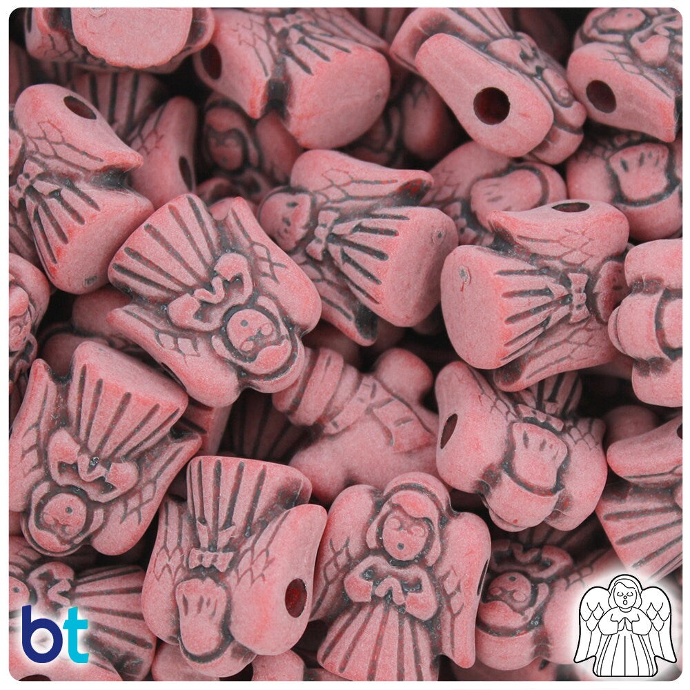 BeadTin Red Antique 22mm Angel Plastic Pony Beads (24pcs) | Michaels
