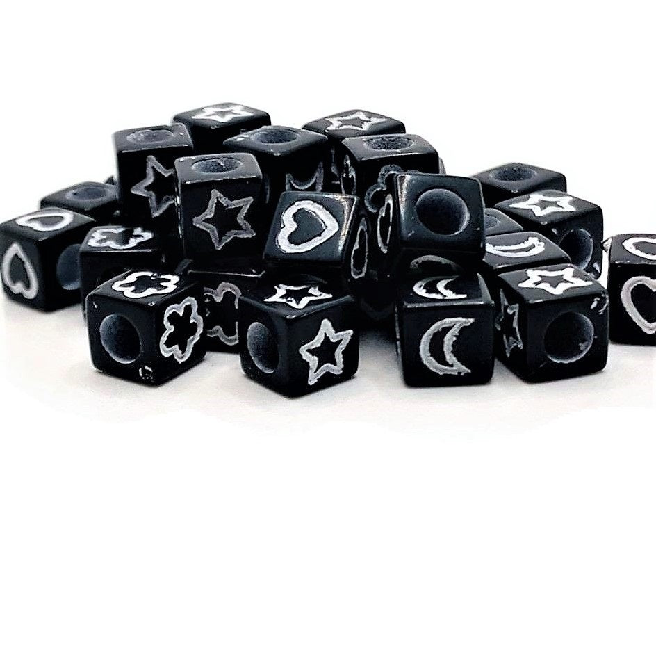 200 Pieces: Black and White Mixed Symbol Beads | Michaels