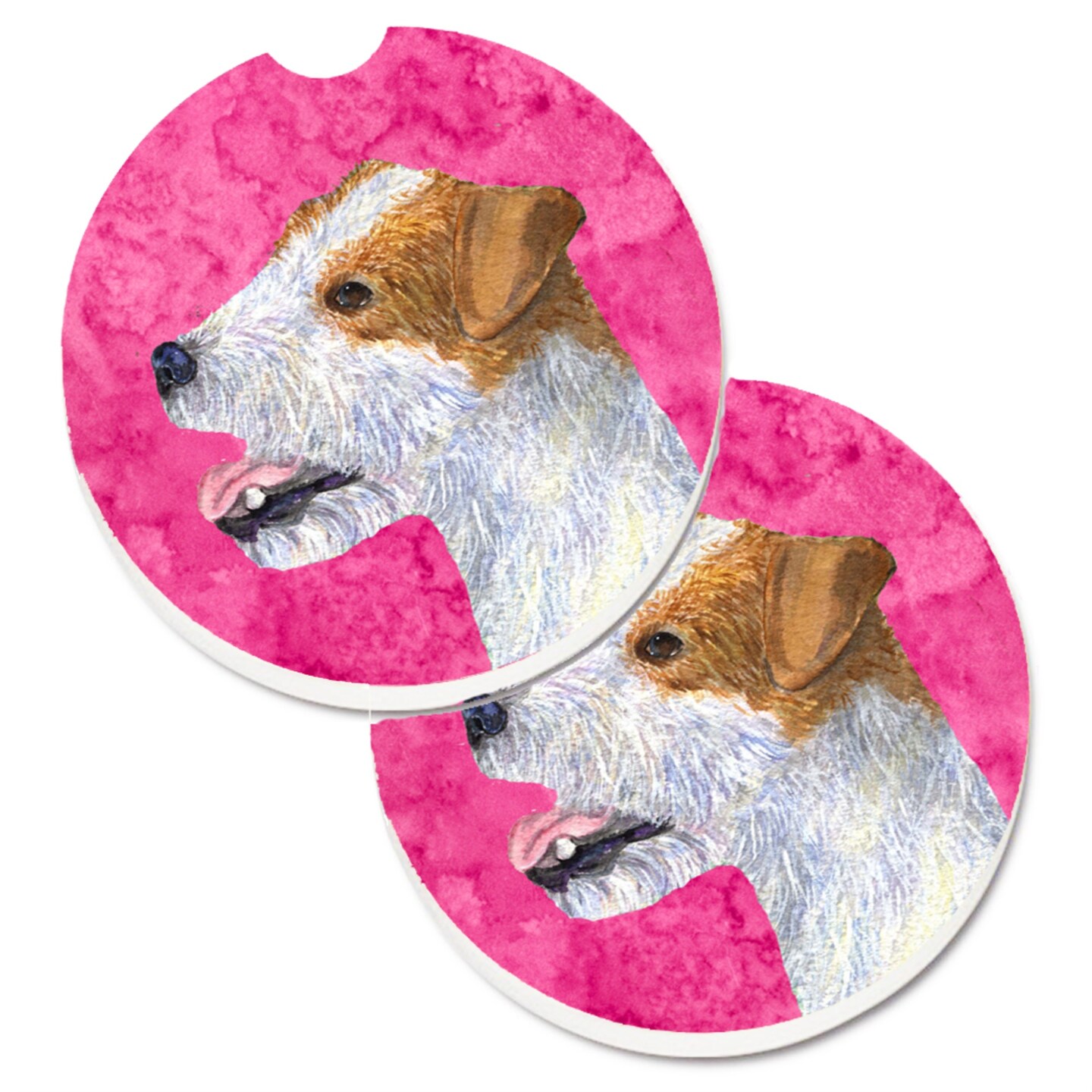 "Caroline's Treasures Pink Jack Russell Terrier Set of 2 Cup Holder Car ...