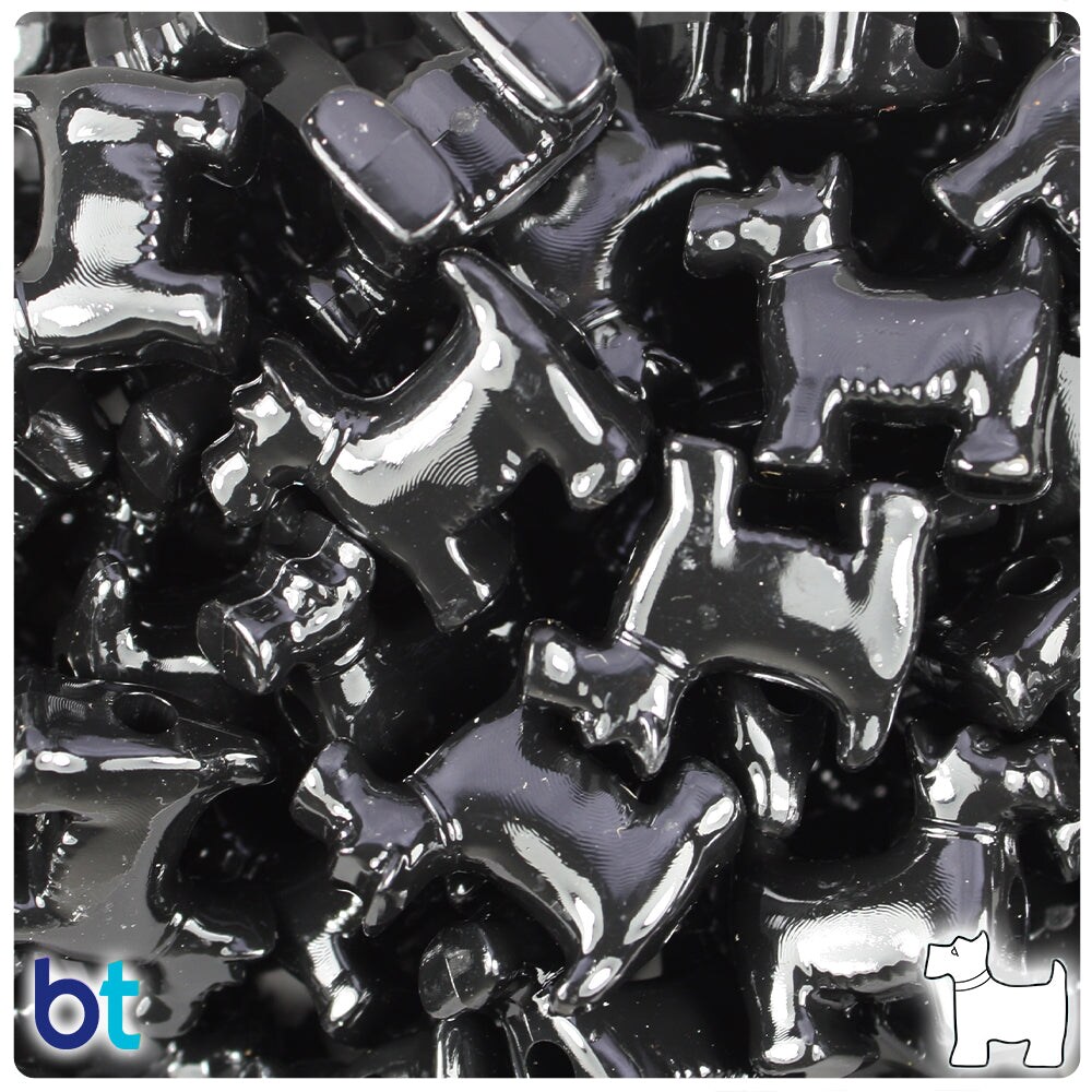BeadTin Black Opaque 24mm Scotty Dog Plastic Pony Beads (24pcs) | Michaels