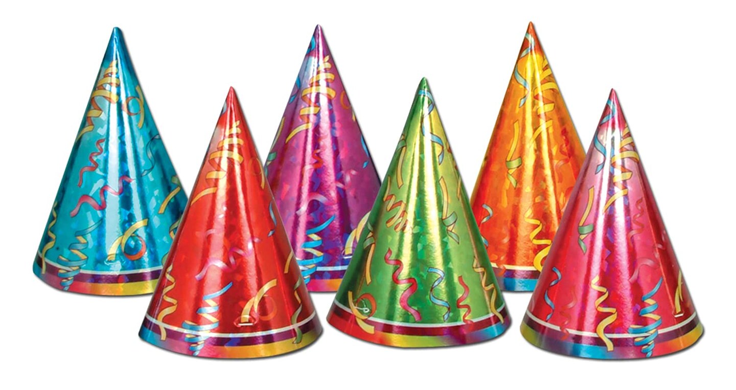 Sparkling Prismatic Cone Hats - 12 Pack for Parties and Celebrations ...