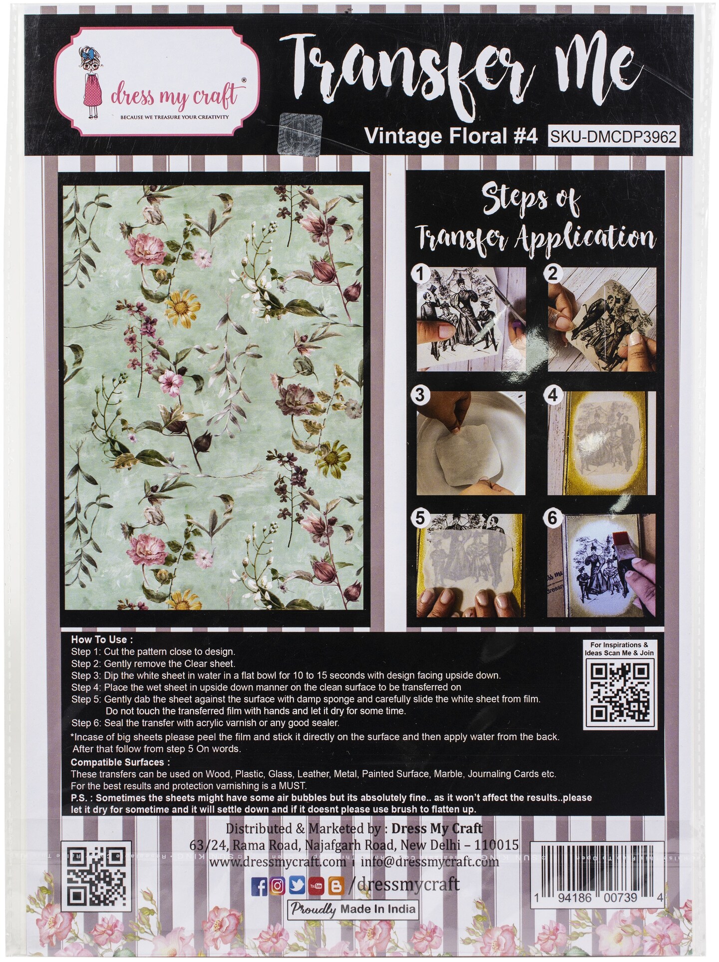 Dress My Craft Transfer Me Sheet A4-Vintage Floral #4 | Michaels