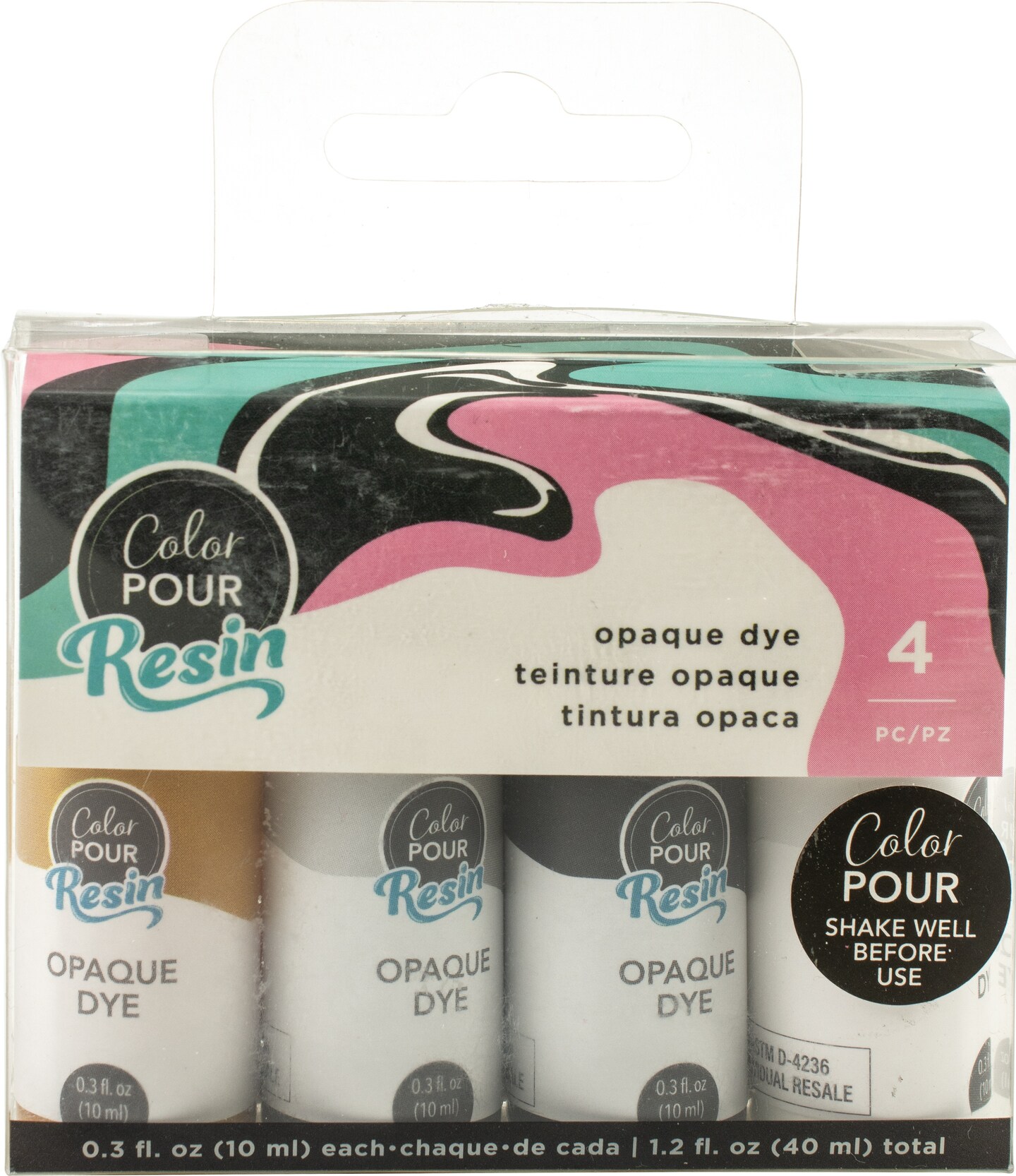 American Crafts Color Pour Resin Dyes .3oz 4/Pkg, Color: Opaque ...