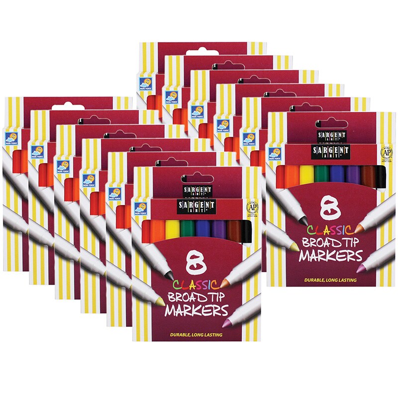 Classic Markers, Broad Tip, 8 Colors Per Pack, 12 Packs | Michaels