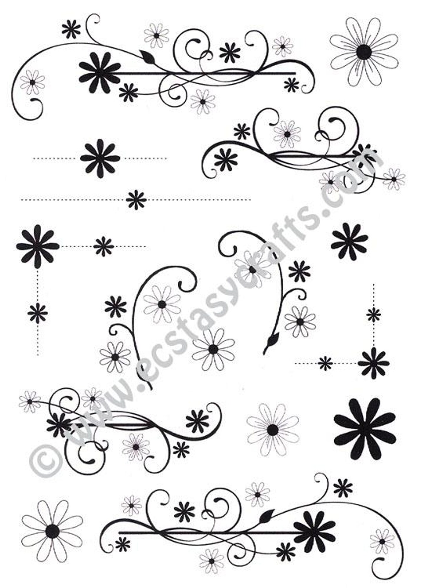 Creative Expressions: Dainty Daisies Flourishes & Corners A5 Clear ...