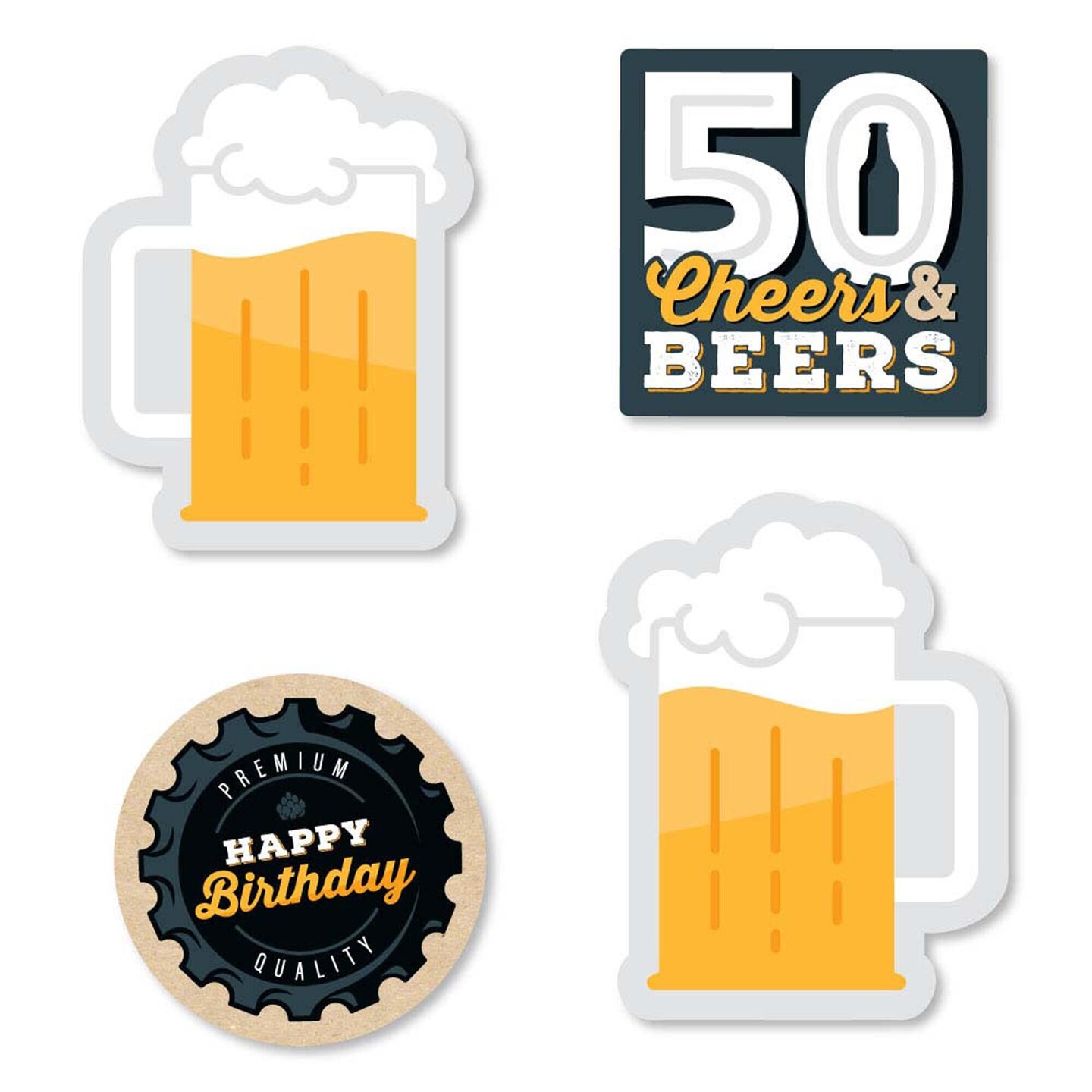 Big Dot of Happiness Cheers and Beers to 50 Years - DIY Shaped 50th ...