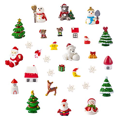 Christmas Theme Resin Miniature Decoration Ornaments DIY Kit, Set of 30 ...