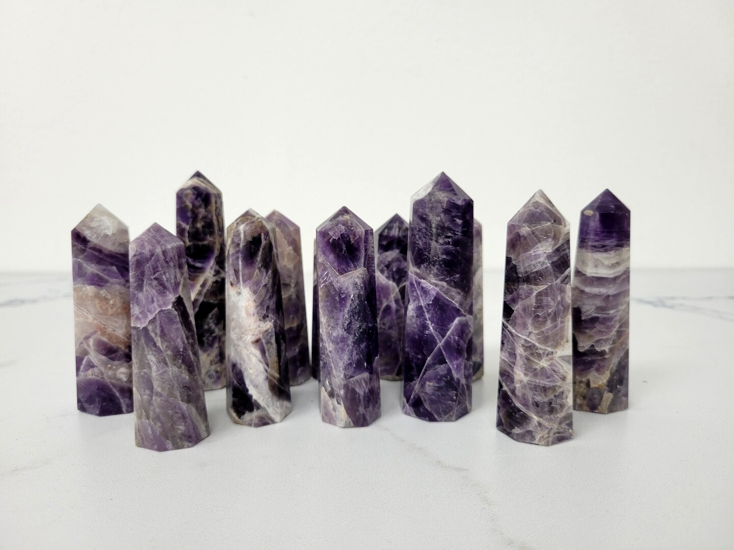 Amethyst Crystal Octagon Tower Point Healing Table Display | Michaels