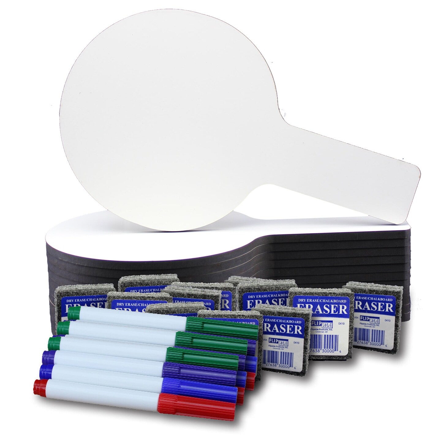 Mini Dry Erase Answer Paddles with Colored Pens and Erasers, Class Pack ...