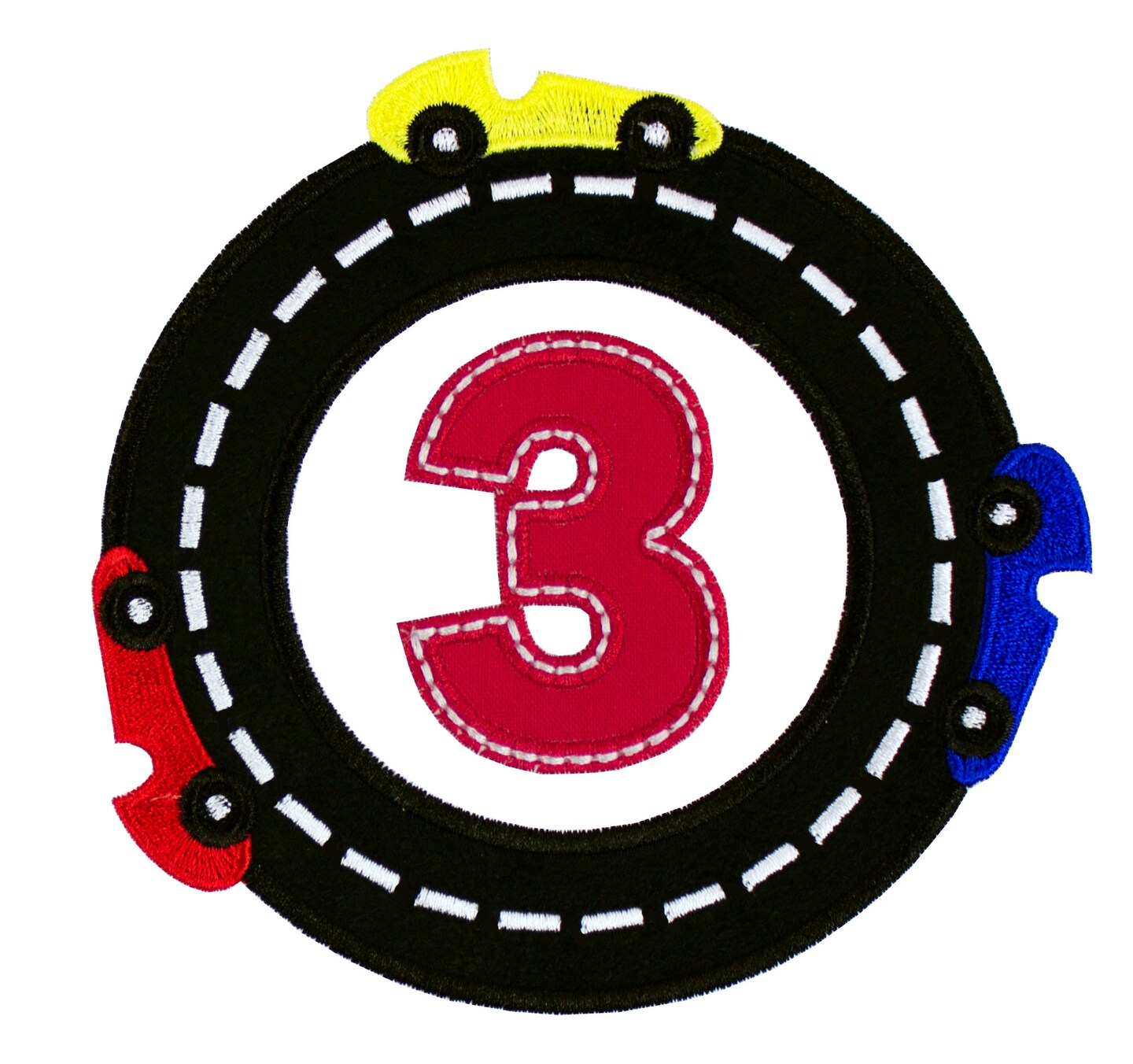 Race Car Track Birthday Number Personalized Custom Sew or Iron on patch ...