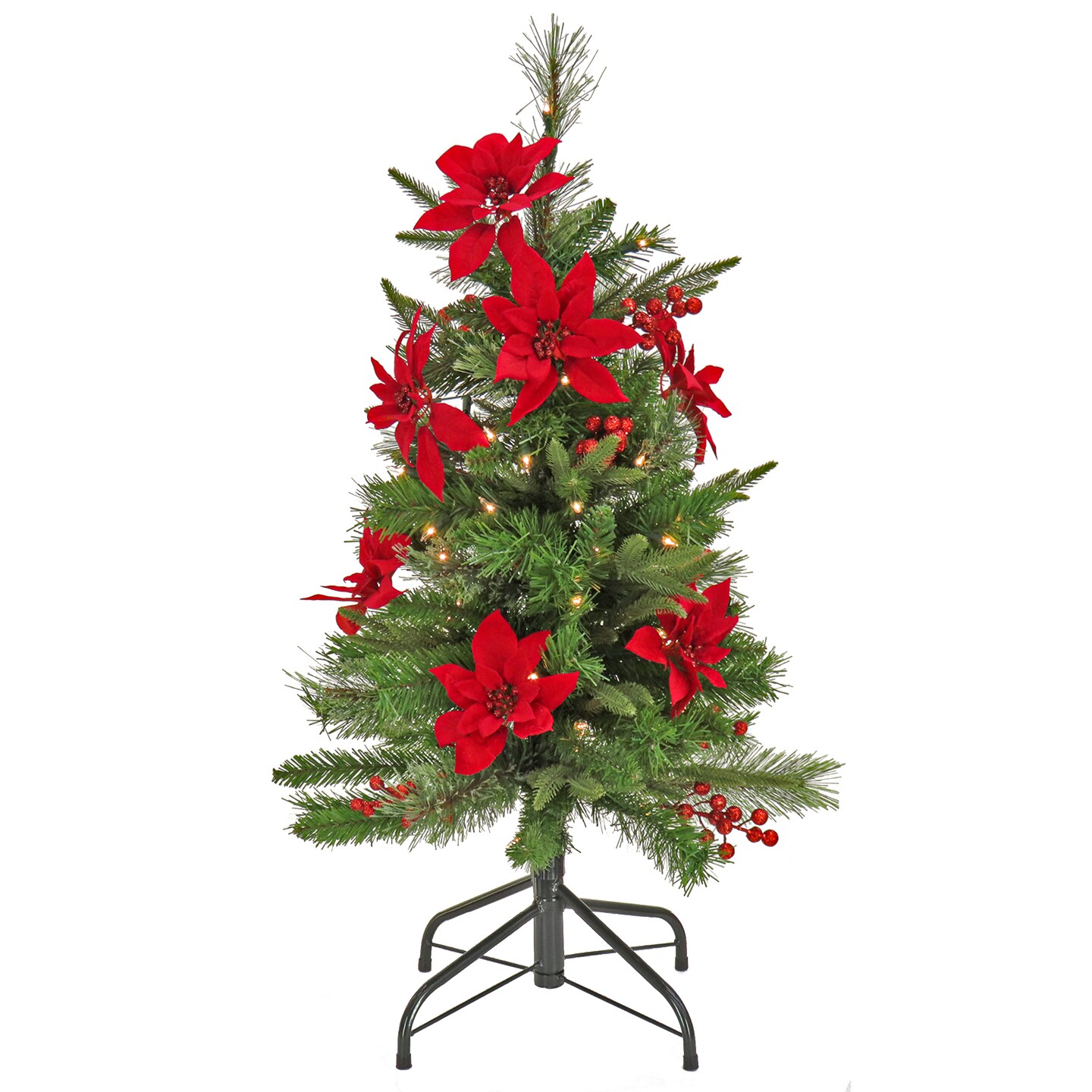 National Tree Company 3 ft. Colonial Fir Slim Tree with Clear Lights ...