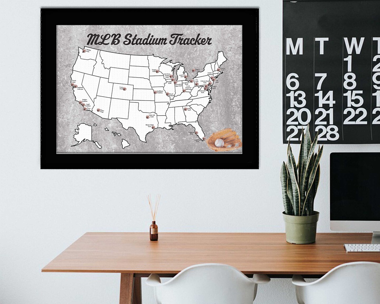Baseball Push Pin Map Bucket List Ballpark Map MLB Poster Baseball ...