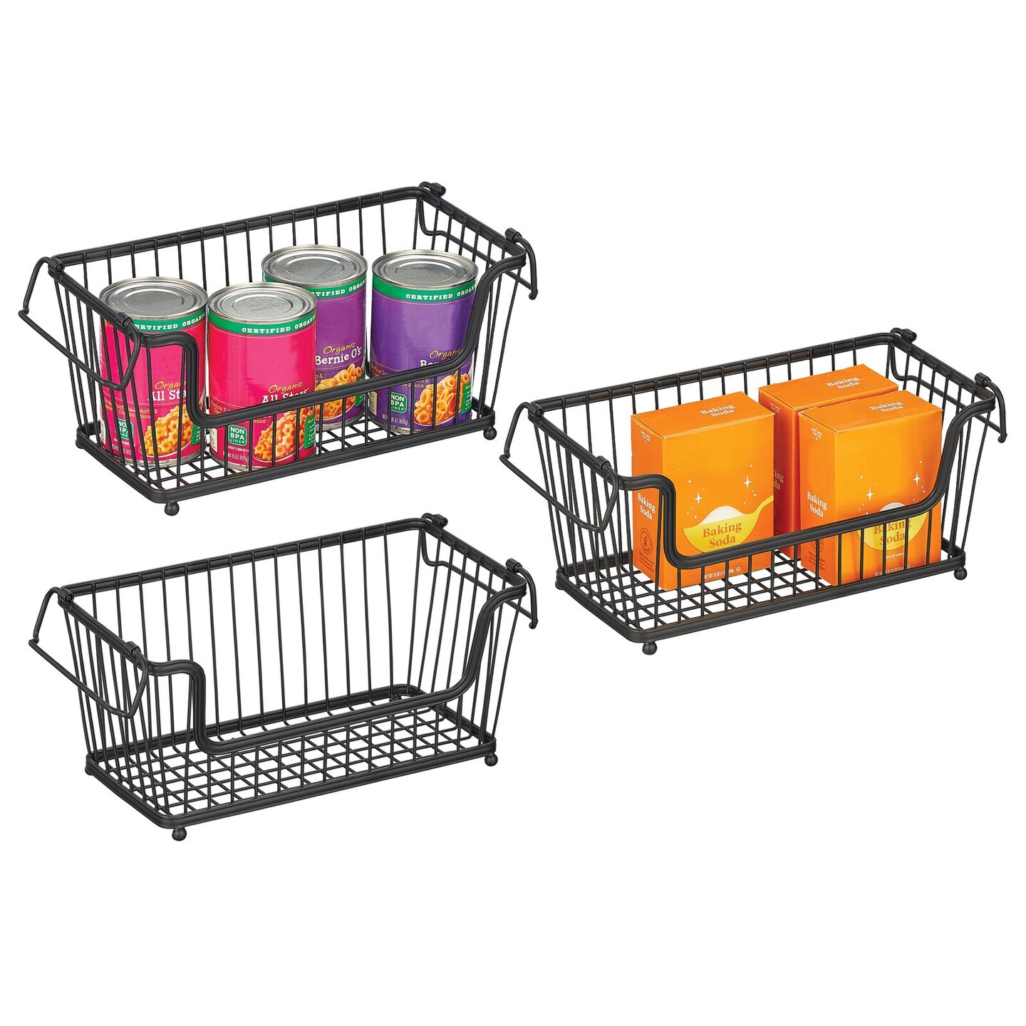 mDesign Stackable Storage Basket with Handles, 3 Pack | Michaels