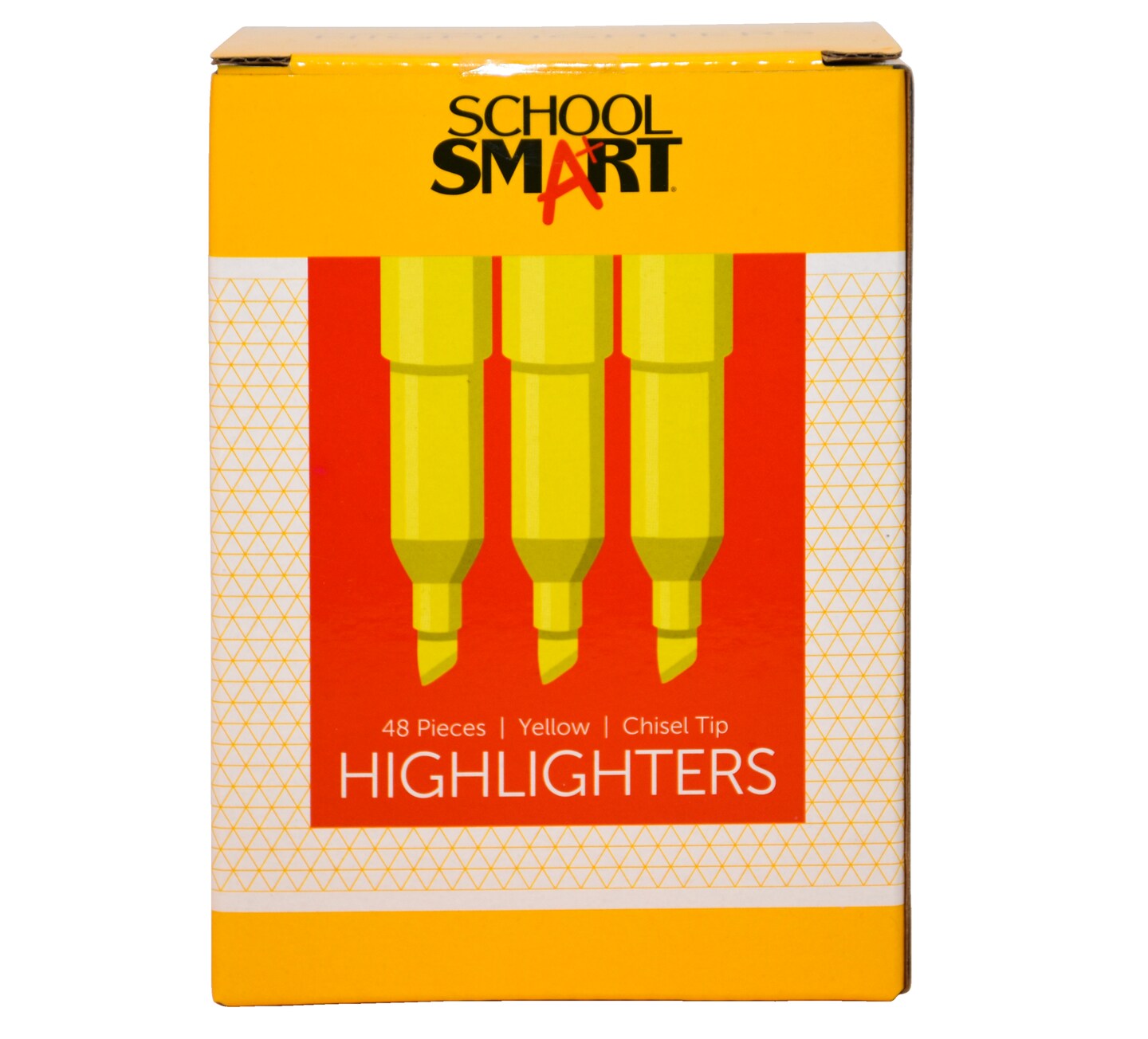 School Smart Pen Style Highlighters, Chisel Tip, Yellow, Pack of 48 ...
