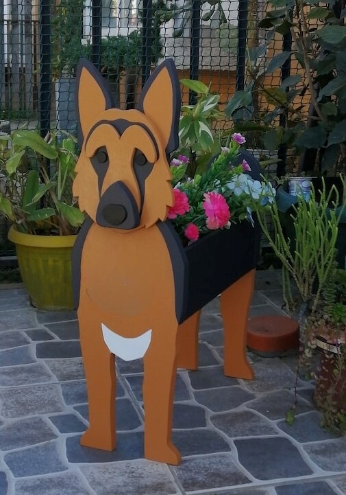 German Shepherd Dog Planter - Wooden Planter Box - DIY Kit - Realistic ...