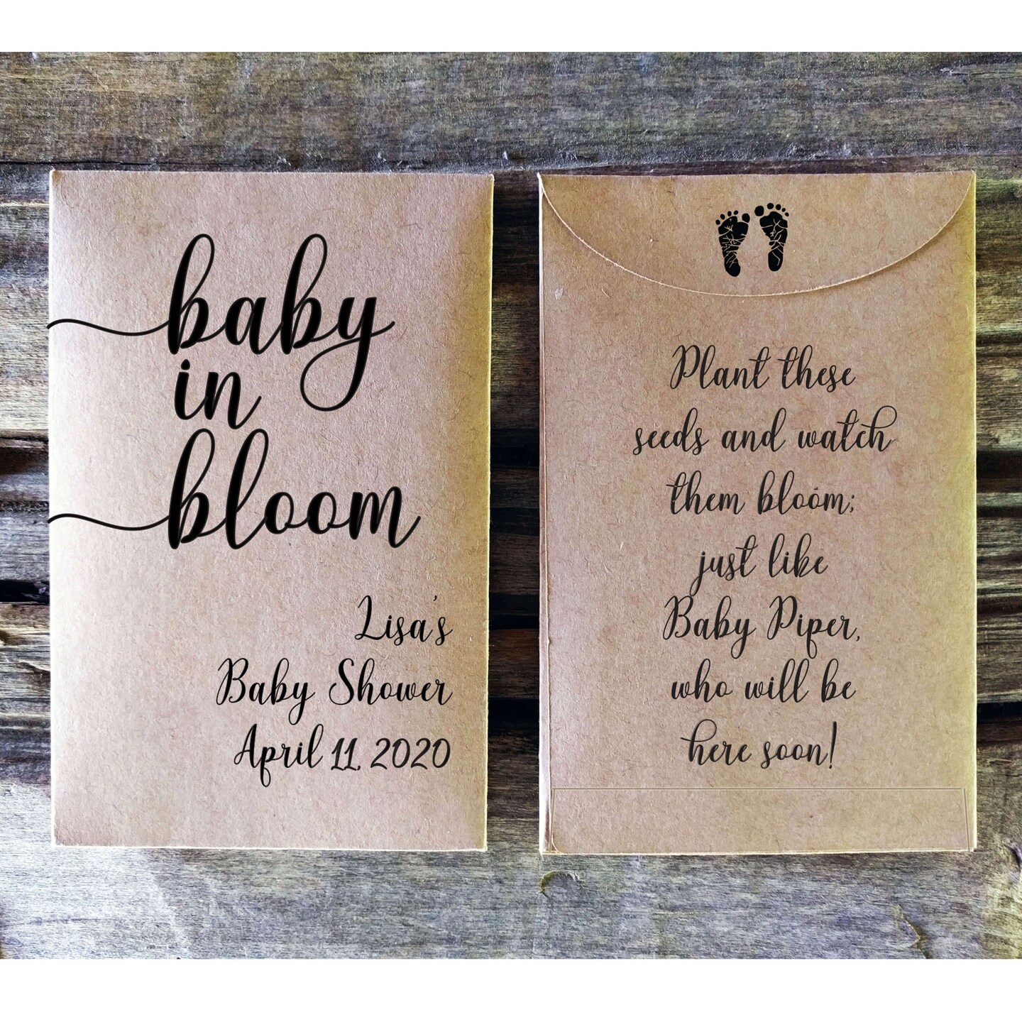 Personalized Baby Shower Seed Packet Favor, Custom Baby in Bloom Theme ...