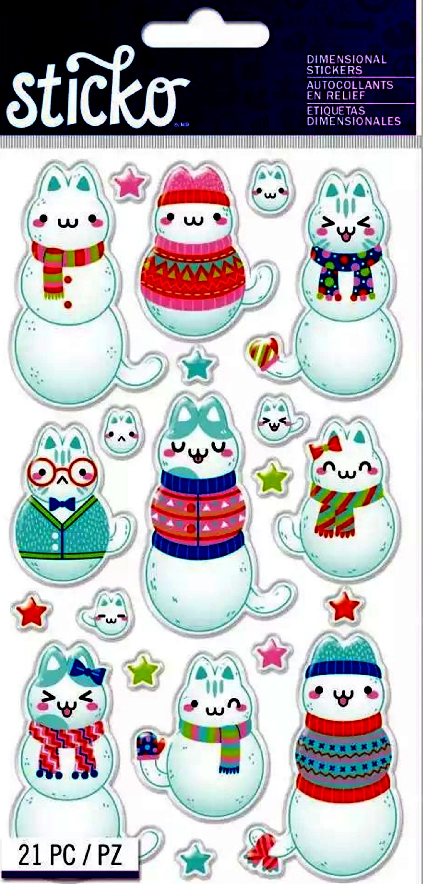 Sticko Cat Snowmen Dimensional Bubble Stickers | Michaels
