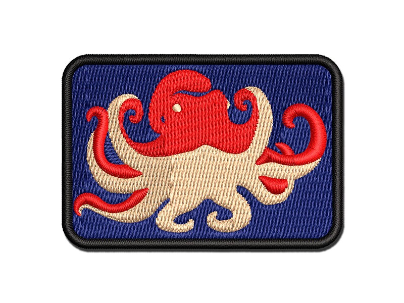 Floating Swimming Octopus with Tentacles Spread Multi-Color Embroidered ...
