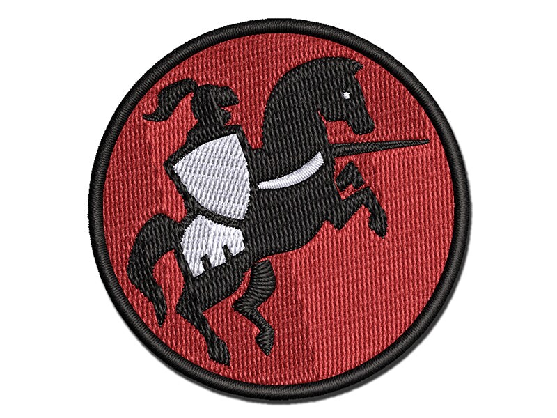 Jousting Knight with Lance on Horse Multi-Color Embroidered Iron-On or ...