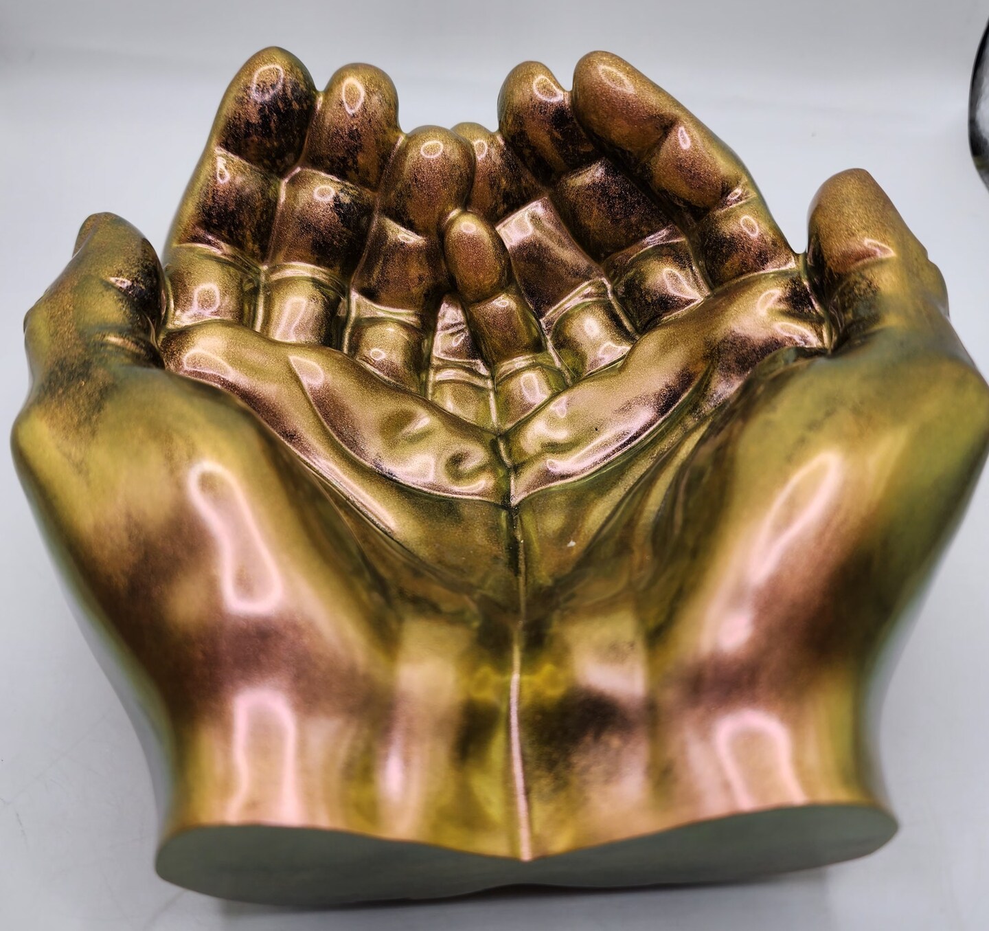 Offering Hands Iridescent Gold Handmade 6" by 6" lay flat or stand up ...