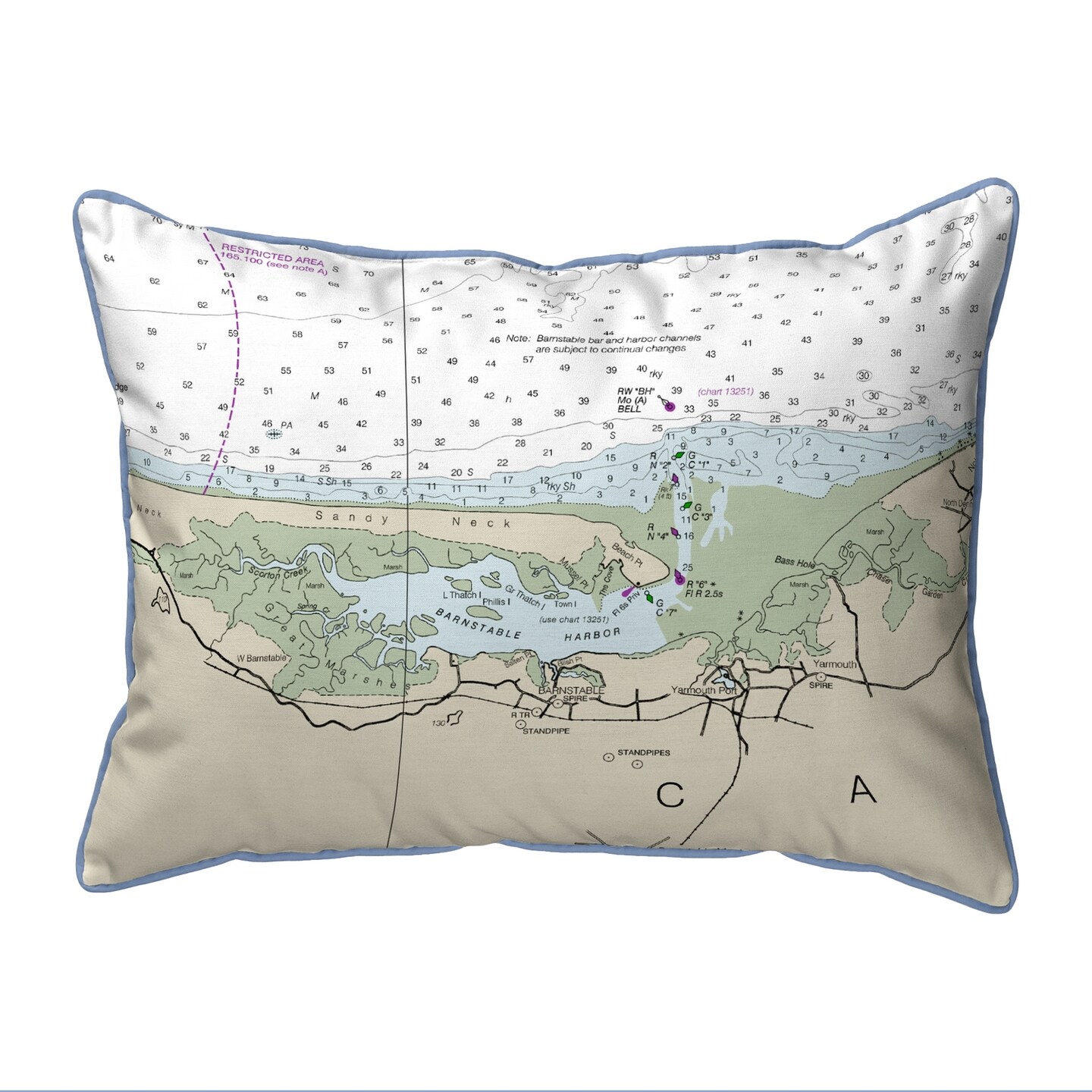 Cape Cod Sandy Neck Map Pillow 16x20 – Large Corded Indoor/Outdoor ...