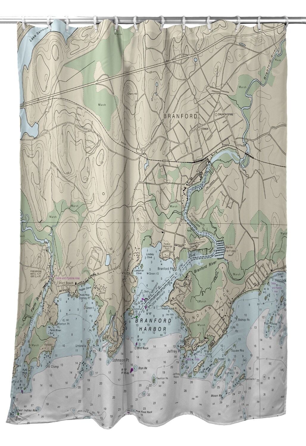 Betsy Drake Branford Harbor, CT Nautical Map Shower Curtain | Michaels