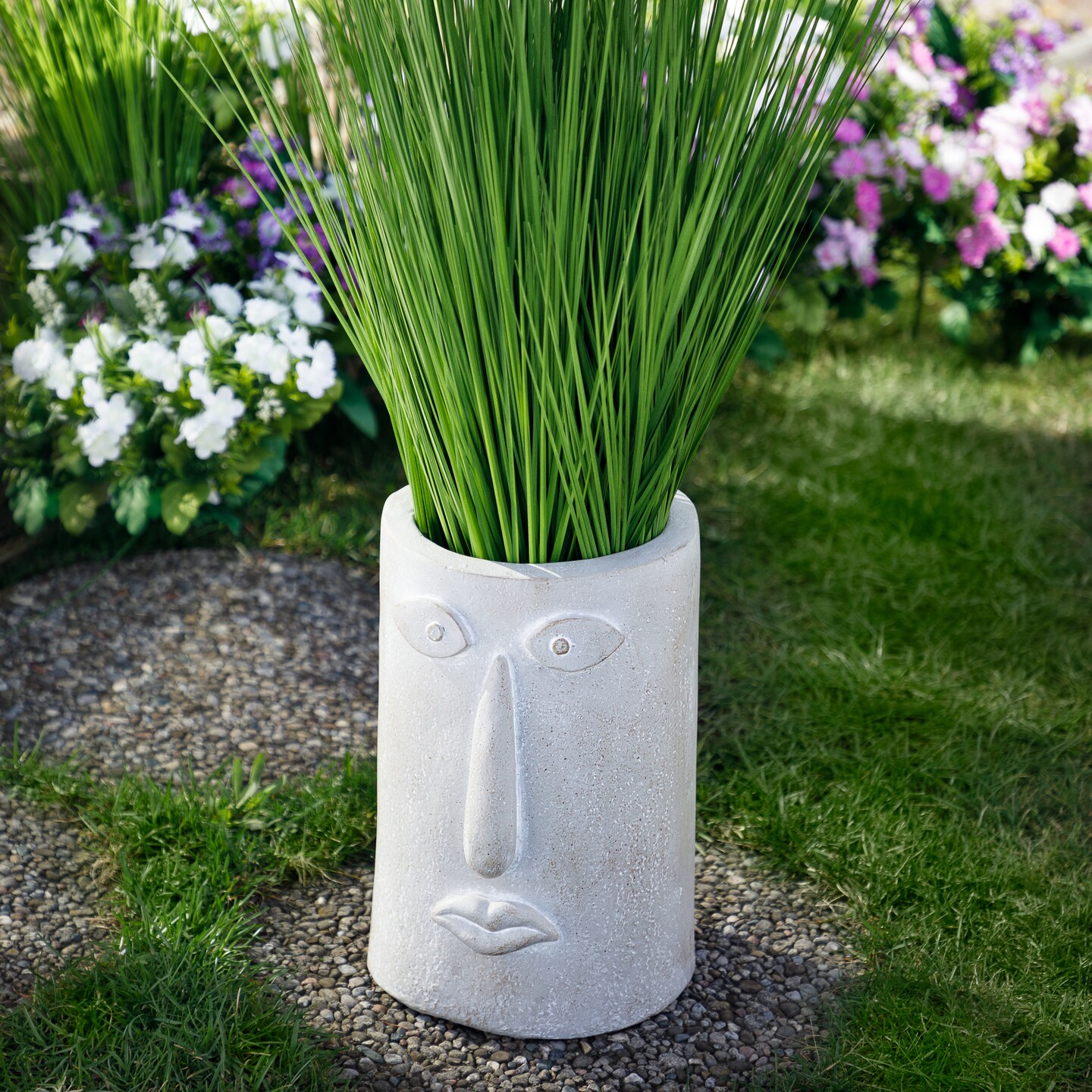 Northlight Large Abstract Face Ceramic Outdoor Garden Planter - 12.25 ...