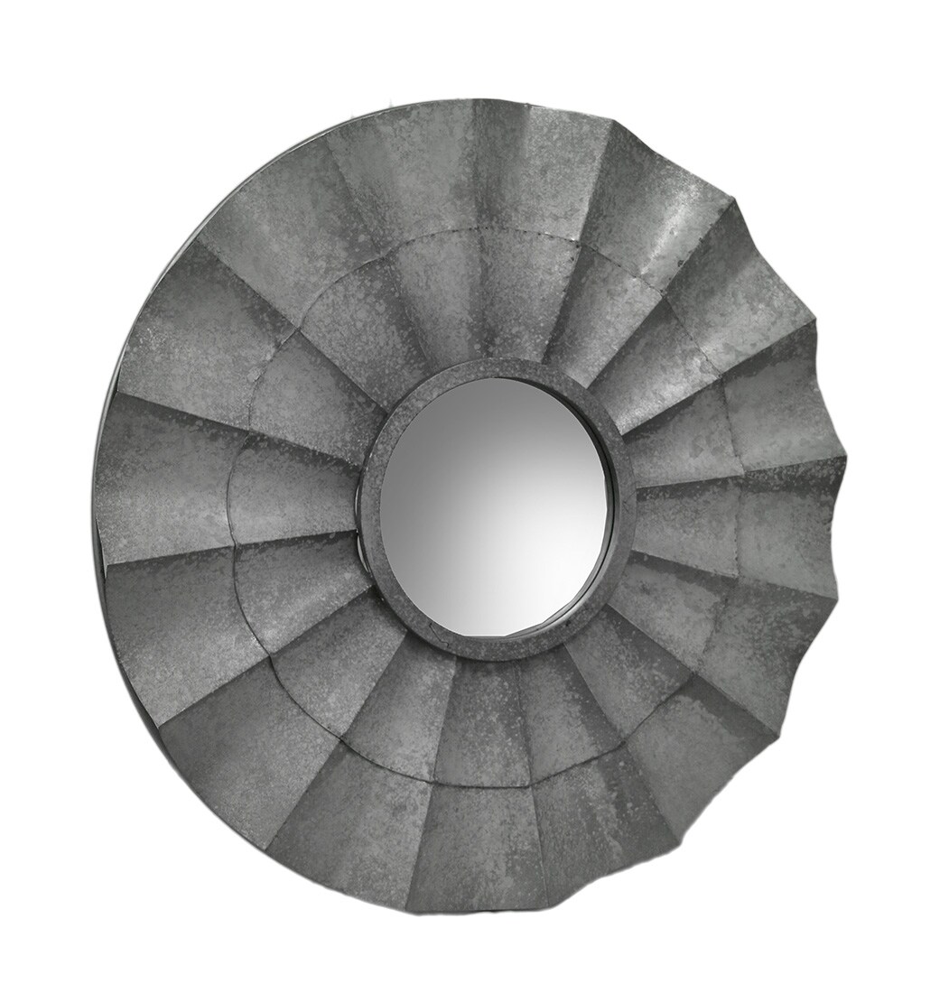 Decorative Galvanized Finish Ruffled Metal Rustic Wall Mirror 30 Inch ...