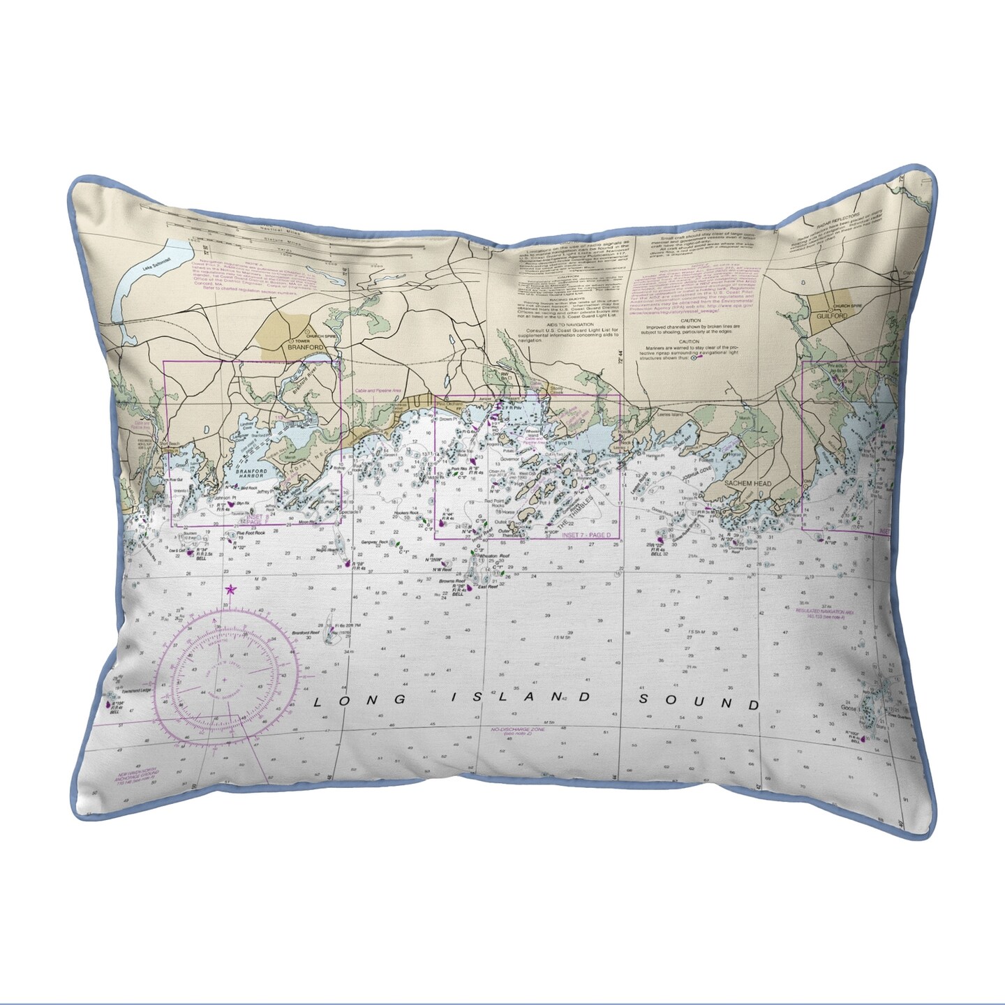 Long Island Sound Map Pillow 16x20 – Large Corded Decor | Michaels