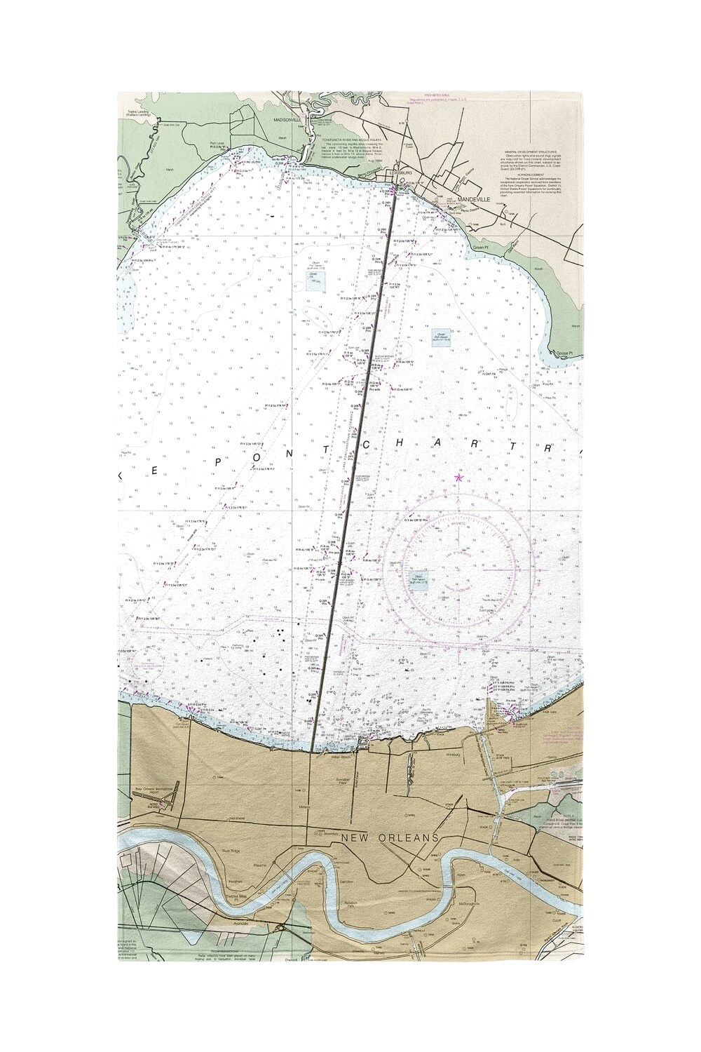 Betsy Drake Lake Pontchartrain and Majrepas, LA Nautical Map Beach ...